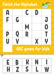 Finish the alphabet abc game for kids cut Vector Image