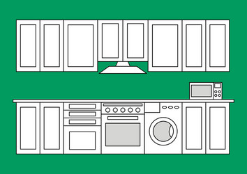Kitchen room interior flat Royalty Free Vector Image