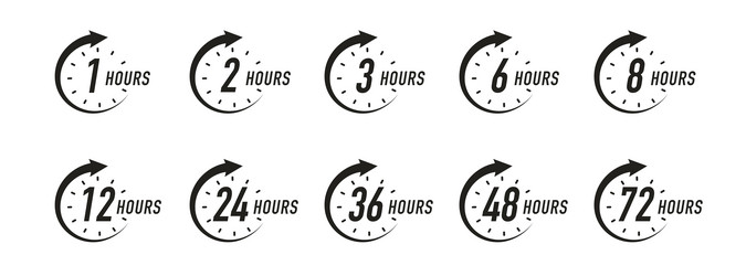 72 hours timer symbol black color style Royalty Free Vector