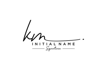 Initial km signature logo template hand drawn Vector Image
