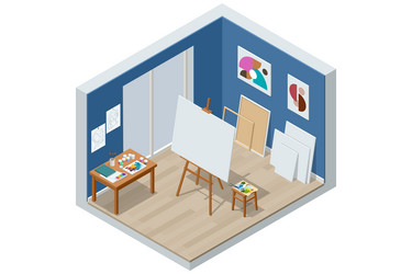 Isometric painting drawing and artwork concept Vector Image