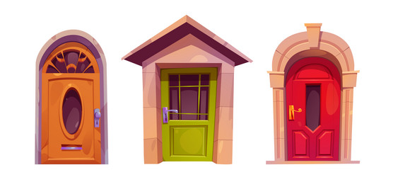 Set of colorful front doors Royalty Free Vector Image