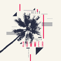 Modern poster with palm tree and geometric graphic