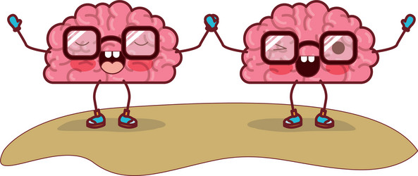 Brain cartoon with glasses and light bulb on top Vector Image