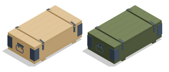 Isometric line military ammunition box with some Vector Image