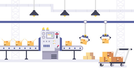 Packing and production line concept in flat style Vector Image