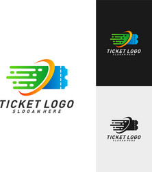 Quick ticket logo template design emblem Vector Image
