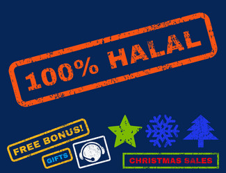100 percent halal text rubber stamp Royalty Free Vector