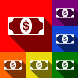 Bank note dollar sign black dashed icon Royalty Free Vector