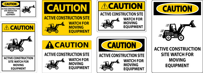 Construction area sign caution - active Royalty Free Vector