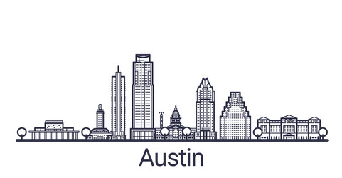 Austin city skyline horizontal banner Royalty Free Vector