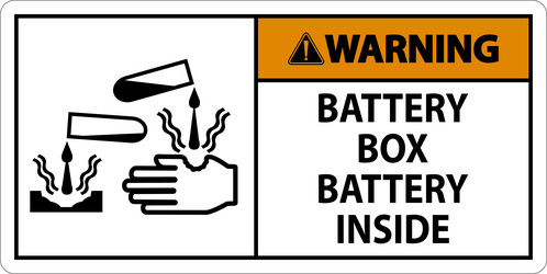 Warning battery box battery inside sign Royalty Free Vector