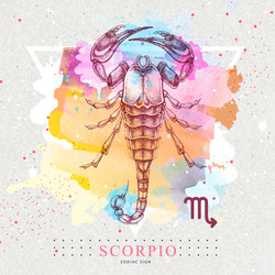 Scorpio zodiac sign with alcohol ink texture Vector Image