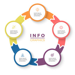 Circle Arrows Five Sections Vector Images (76)