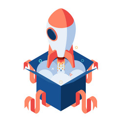 Rocket launch cartoon Royalty Free Vector Image