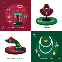 Gold jewelry set Royalty Free Vector Image - VectorStock