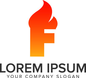 Letter f burning flame logo design template Vector Image