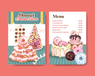 Menu template with donut party conceptwatercolor Vector Image