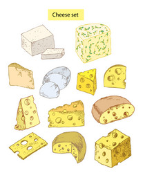 Cheese types icons set Royalty Free Vector Image