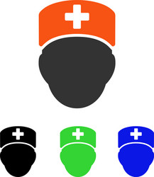 Doctor head flat icon Royalty Free Vector Image