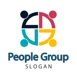 Group four people logo handshake Royalty Free Vector Image