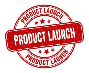 Product launch stamp label round Royalty Free Vector Image