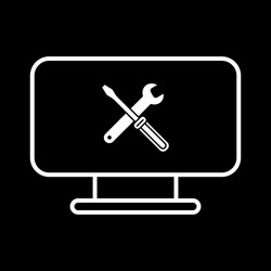 Repair computer icon pc laptop and tool sign Vector Image
