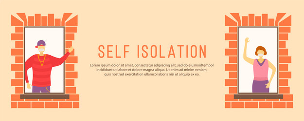 Self isolation people Royalty Free Vector Image