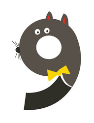 Donut cartoon nine number Royalty Free Vector Image