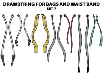 Drawstring cord flat sketch set of draw string Vector Image