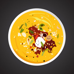 Dinner plate with soup Royalty Free Vector Image