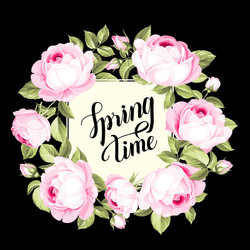 Spring time concept of card with blooming flowers Vector Image