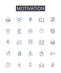 Motivation line icons collection enthusiasm Vector Image