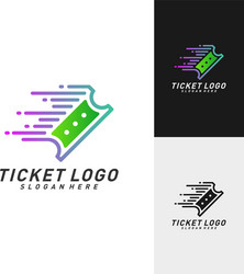 Quick ticket logo template design emblem Vector Image
