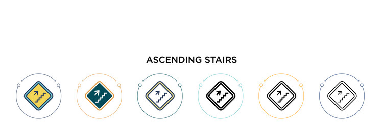 Ascending stairs signal outline icon thin line Vector Image