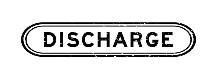 Grunge blue discharge word rubber seal stamp Vector Image