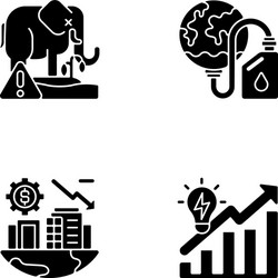 Global problems black glyph icons set on white Vector Image