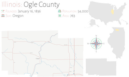 Map of ogle county in illinois Royalty Free Vector Image