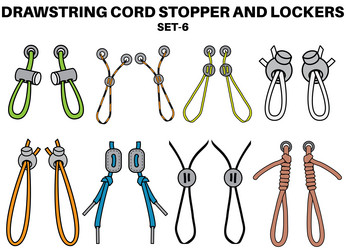 Drawstring cord flat sketch set of draw string Vector Image