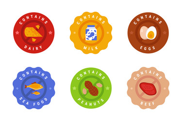 Food allergy label set design Royalty Free Vector Image