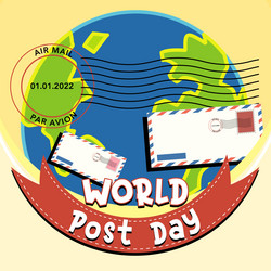 World post day logo with earth globe and envelope Vector Image