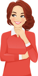 Woman thinking making idea Royalty Free Vector Image