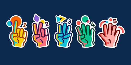 Fingers count cartoon hands showing number Vector Image