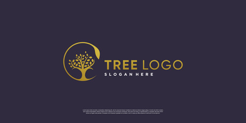 Golden tree logo with creative abstract element Vector Image