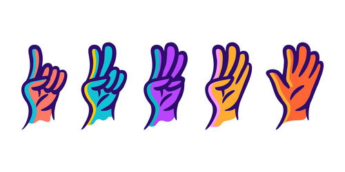 Fingers count cartoon hands showing number Vector Image