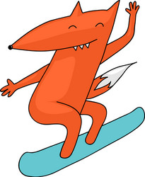 Fox skiing Royalty Free Vector Image - VectorStock