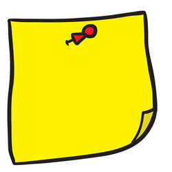 Black and white freehand drawn note paper with pin