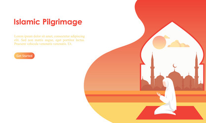 Hajj and umrah pilgrimage praying logo Royalty Free Vector