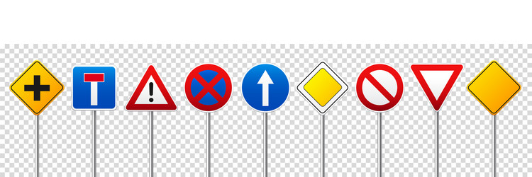 Road highway regulatory signs set traffic control Vector Image
