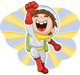 Cartoon boy astronaut in the spaceship Royalty Free Vector
